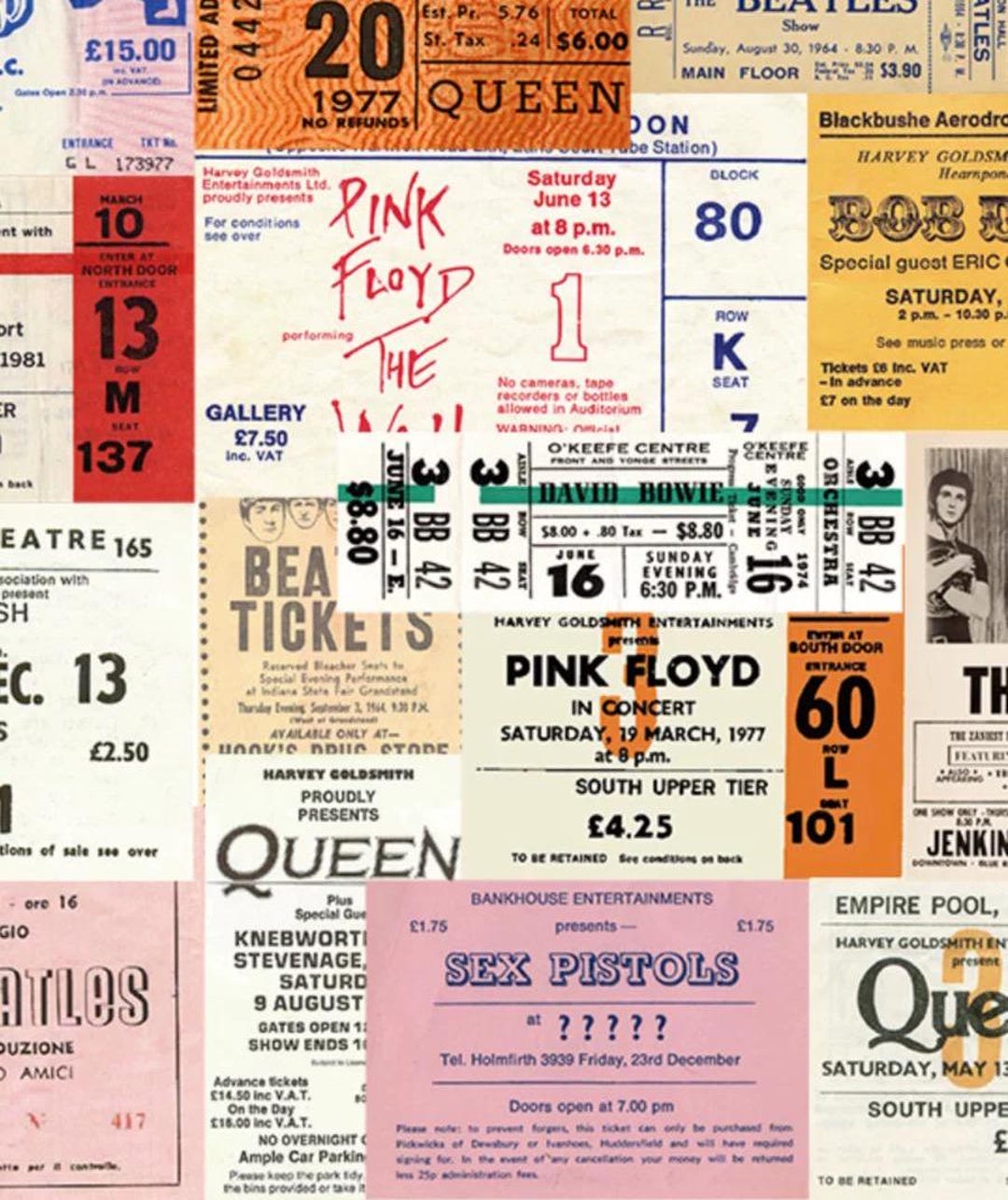 Vintage Band Ticket Stickers: Waterproof Laptop Stickers - 55 Pcs - Etsy