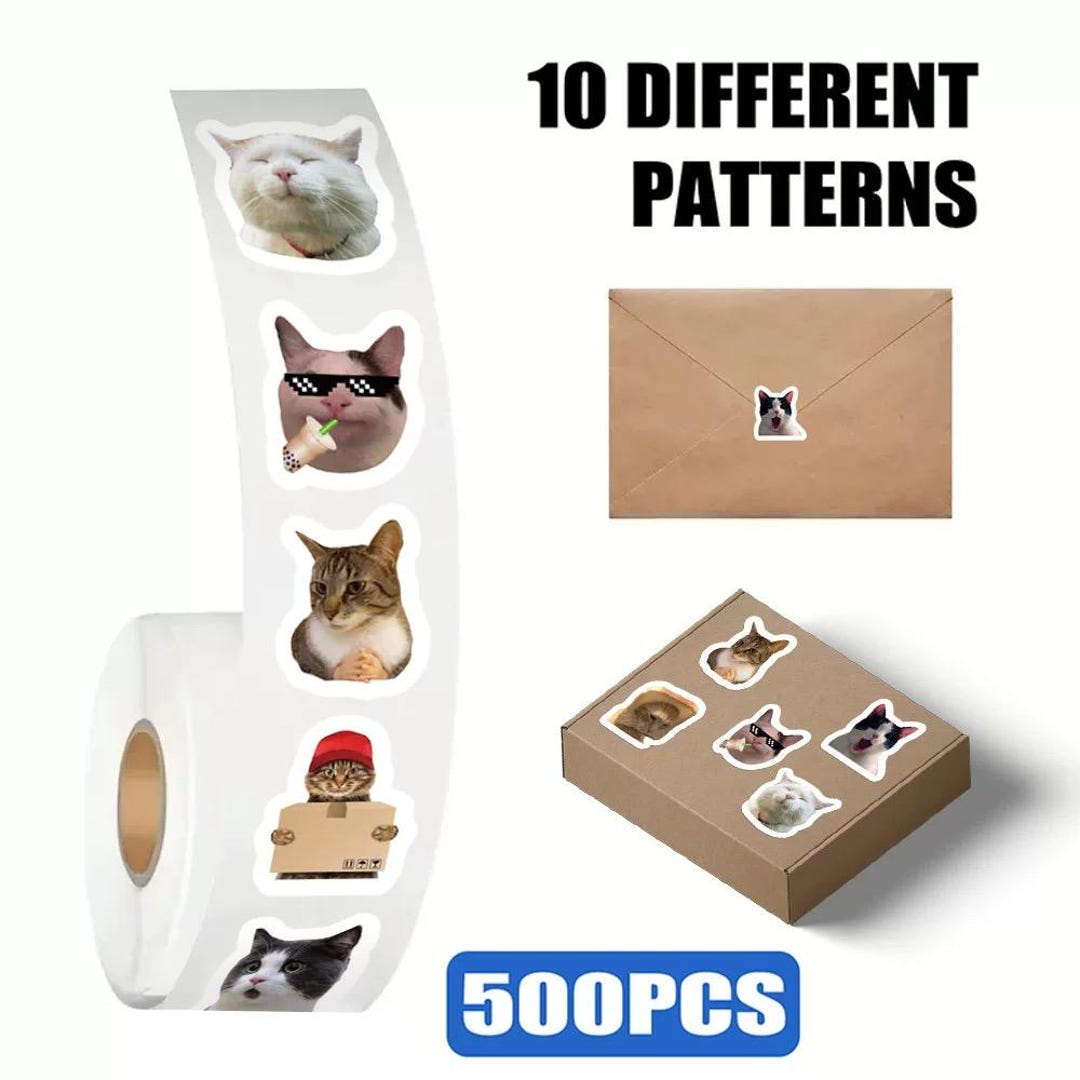 Viral Cat Meme Stickers 500pcs Classic Expression Pack Fun Decor ...