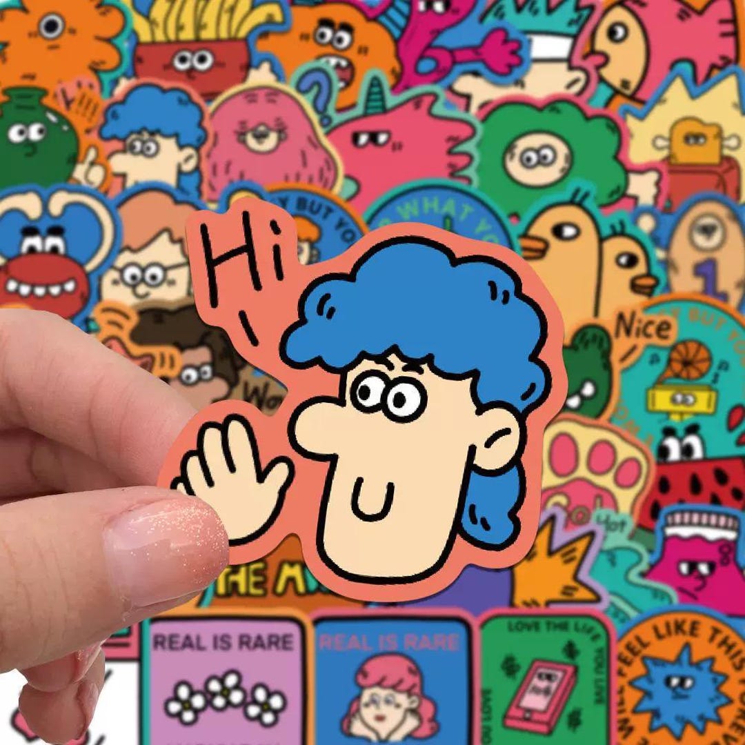 50 Quirky and Unusual Doodle Cartoon Stickers Waterproof Stickers for ...