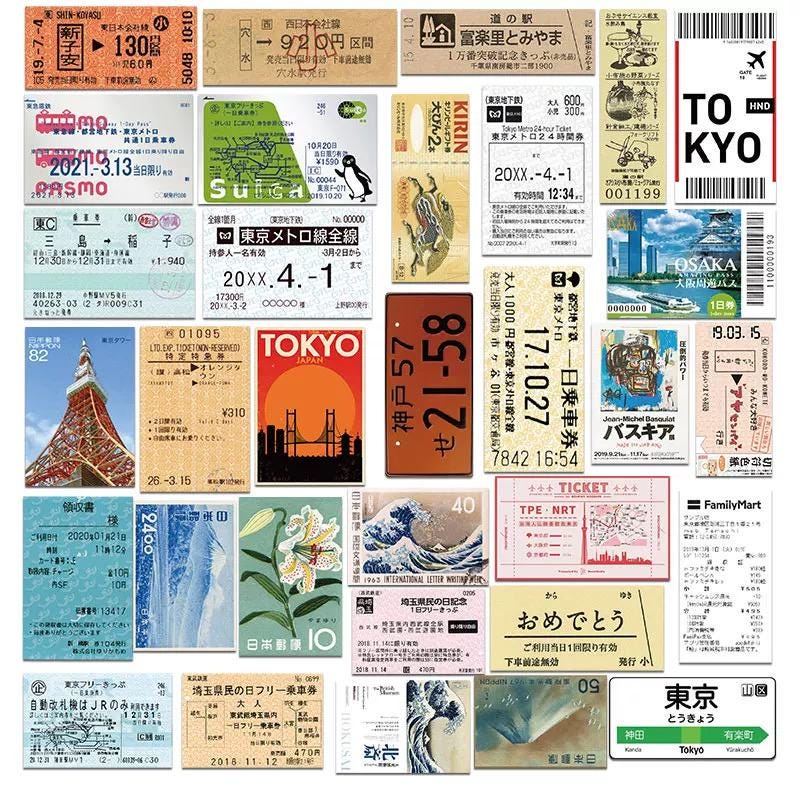 Japanese Tokyo Travel Stickers: Waterproof PVC Decals (60 Pieces) - Etsy