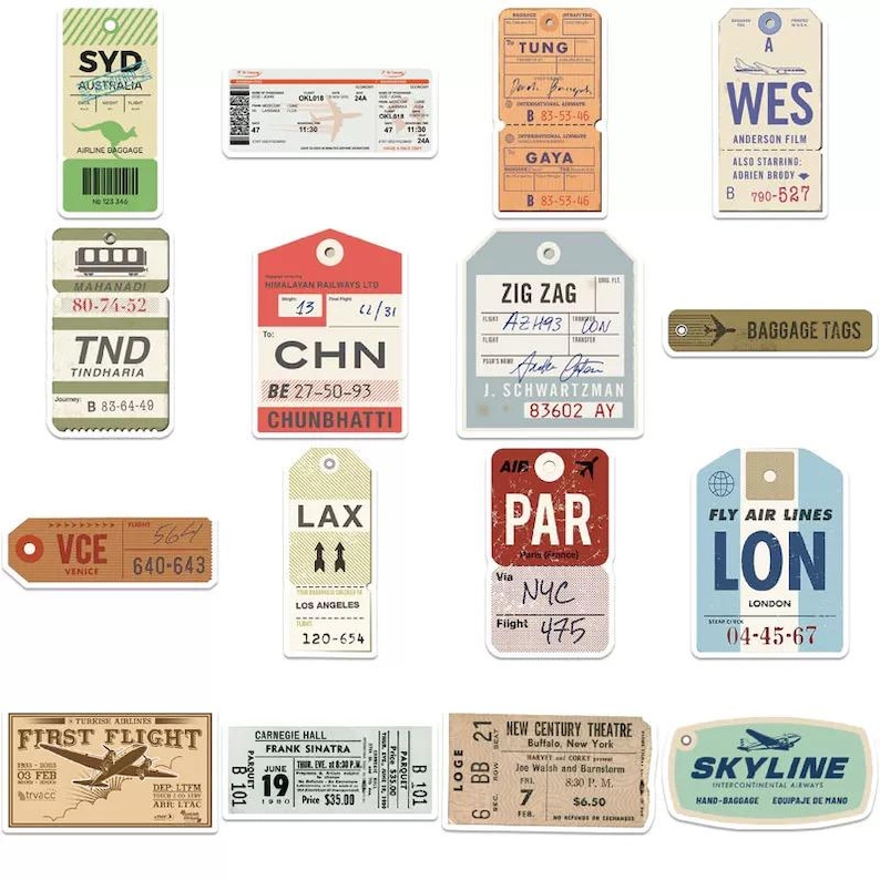 Airline Boarding Pass Stickers: Travel Luggage Decals, 40 Pieces - Etsy