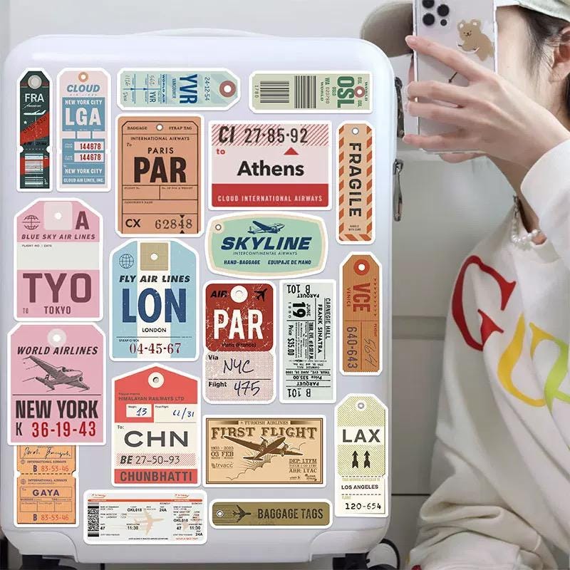 Airline Boarding Pass Stickers: Travel Luggage Decals, 40 Pieces - Etsy