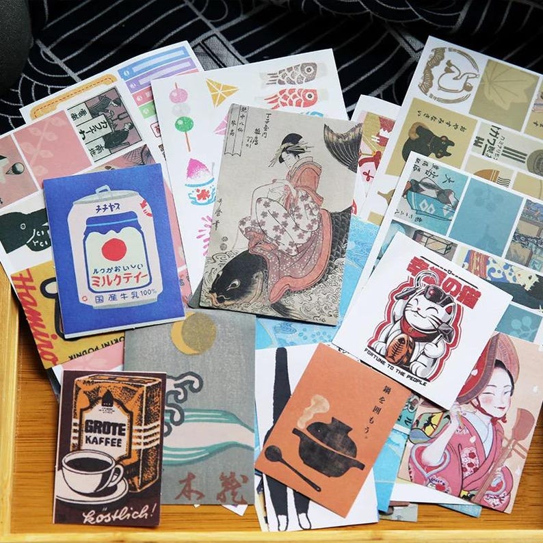 Showa Era Vintage Stickers | Japanese Journal DIY Decor | Cup & Phone ...