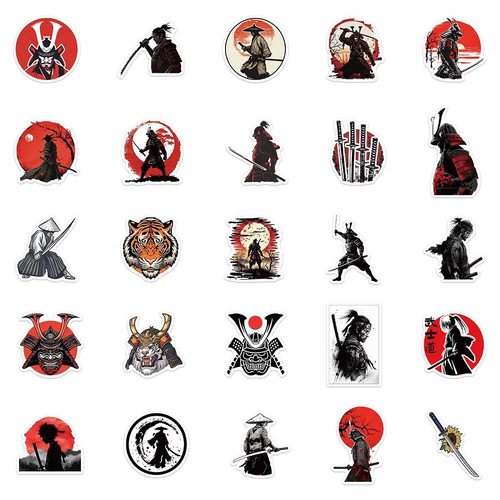 50 Pieces Japanese Samurai Stickers Bundles, Waterproof Stickers for ...