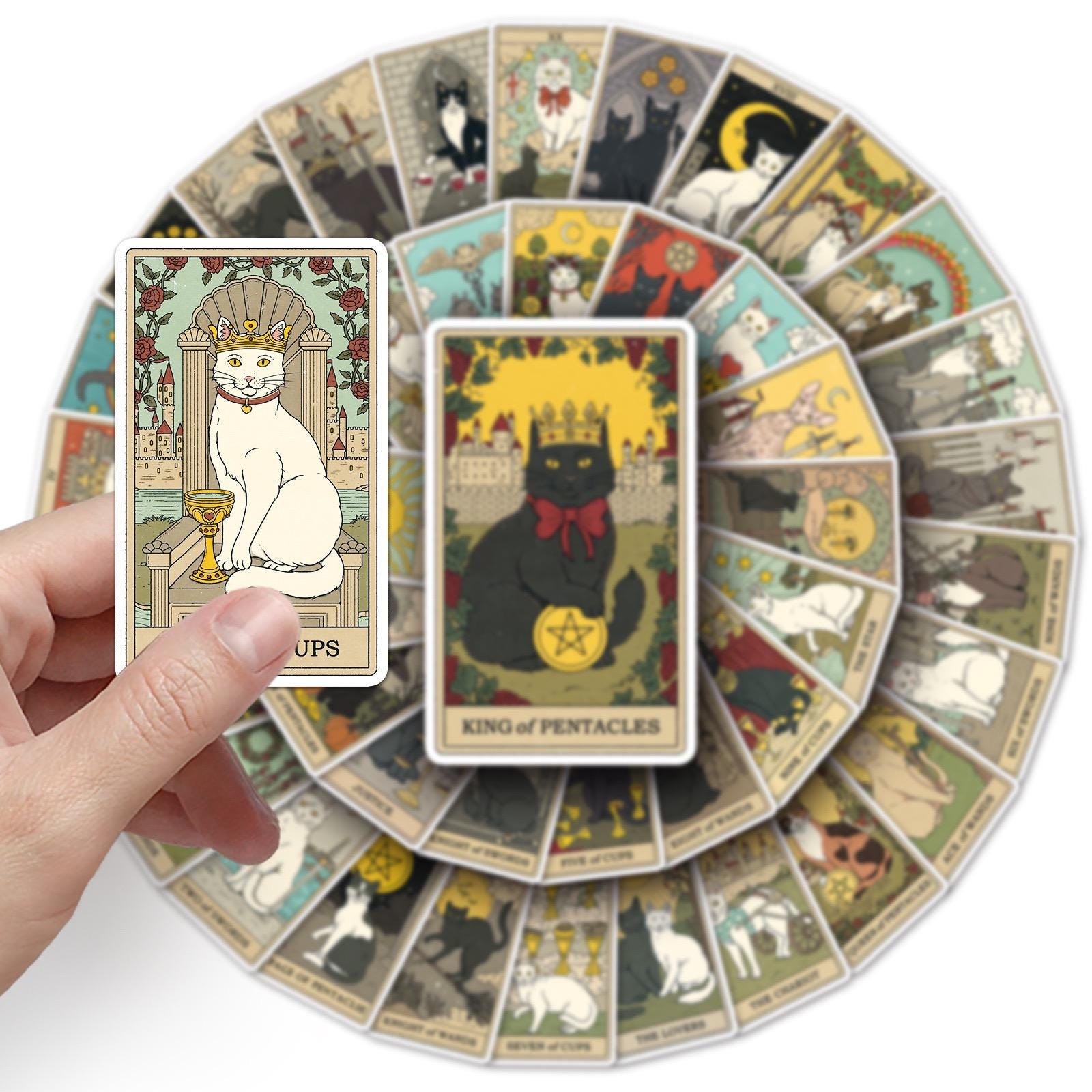 Cat Tarot Card Stickers: 78 Waterproof Feline Decals - Etsy