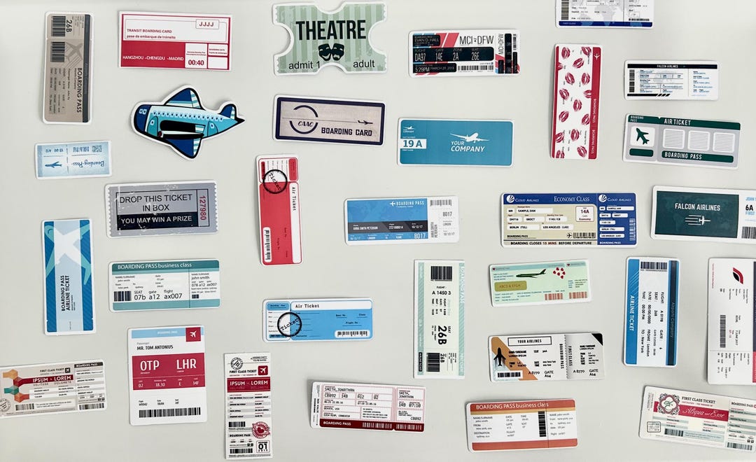 52-piece Mini Ticket Sticker Set Perfect for Luggage, Laptops, and ...