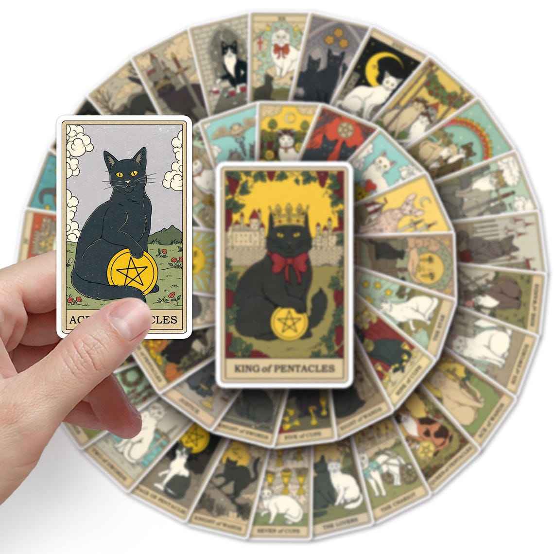Cat Tarot Card Stickers: 78 Waterproof Feline Decals - Etsy