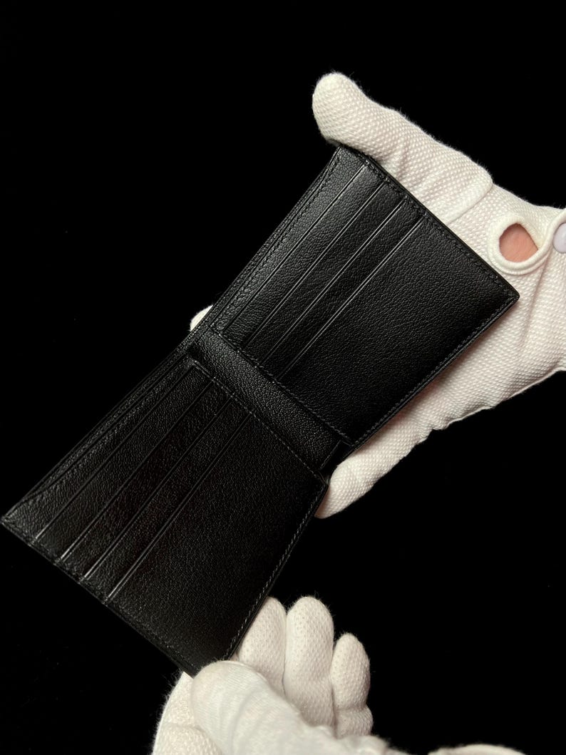 Handmade Black Leather Bifold Wallet: Minimalist 8-pocket Design - Etsy