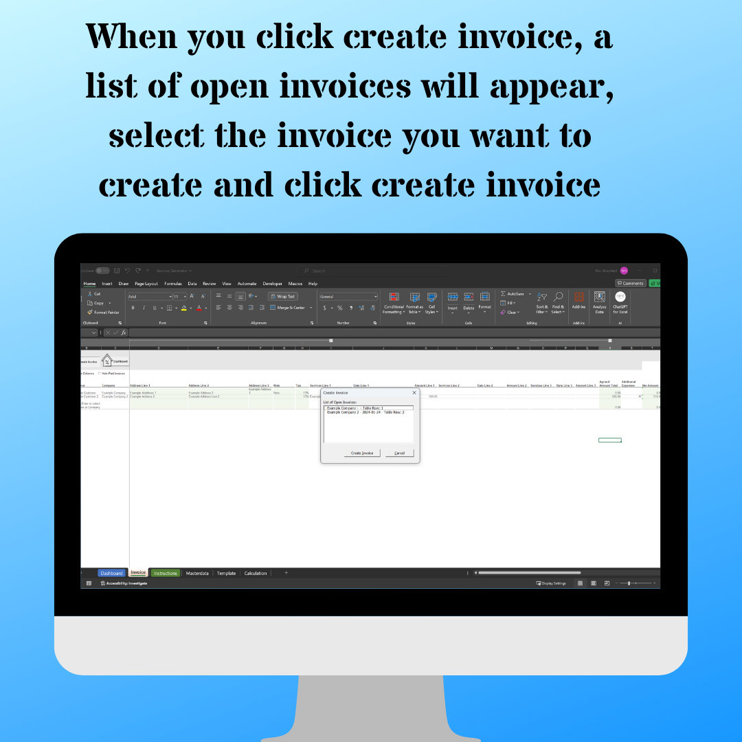 Excel Invoice Generator Tool - Etsy