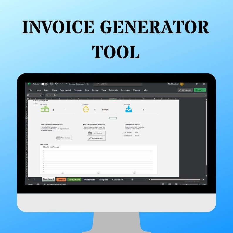 Excel Invoice Generator Tool - Etsy