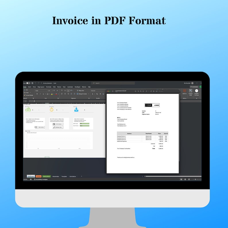 Excel Invoice Generator Tool - Etsy