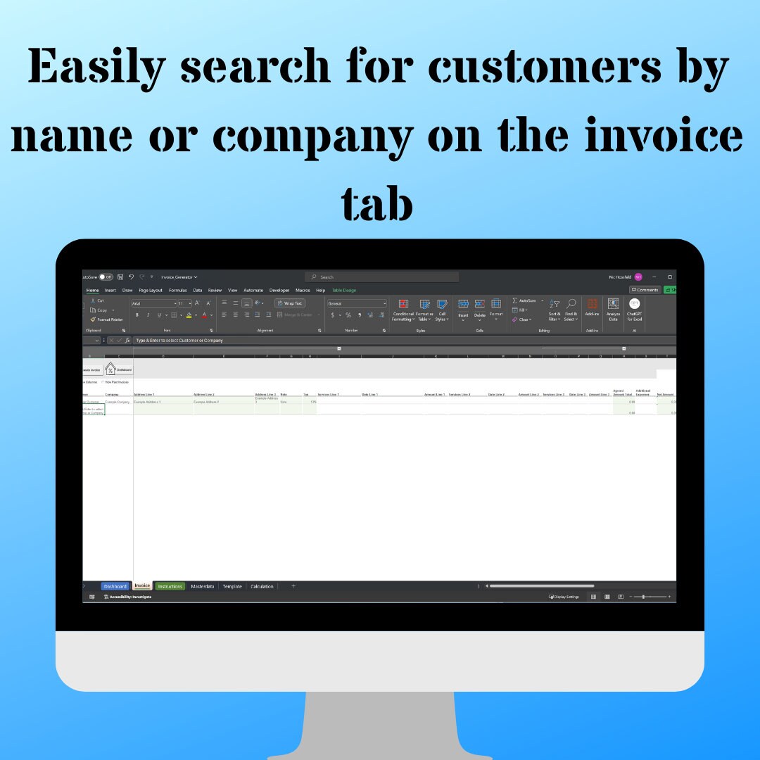 Excel Invoice Generator Tool - Etsy