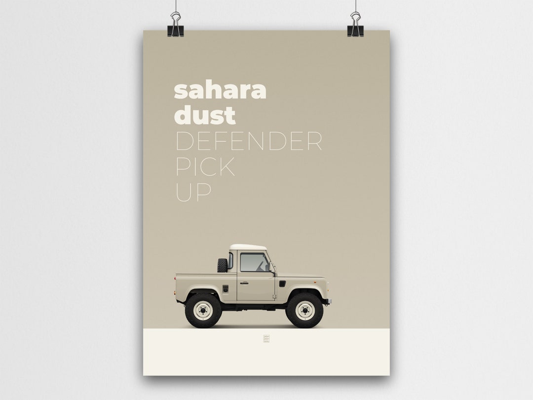 Defender 90 Pick up Car Poster, Illustration, Classic, British Icon ...