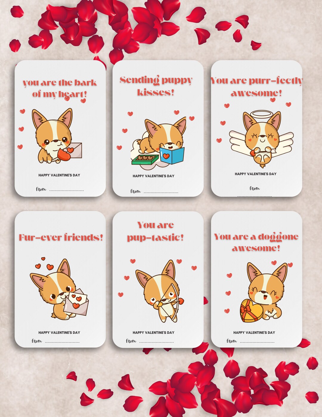 Printable Cat Valentine's Day Cards, Classroom Valentine's Day Cards ...