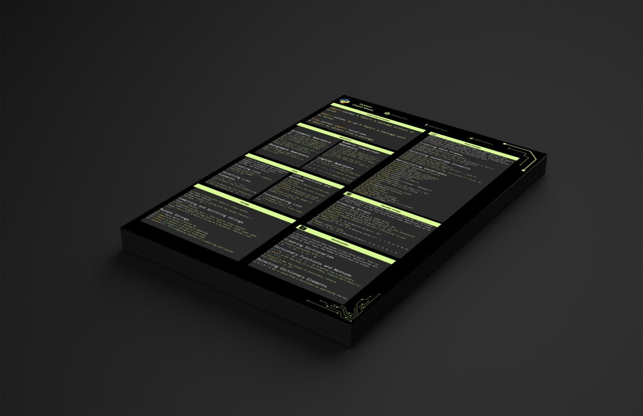 Python Cheat Sheet Digital Download - Etsy