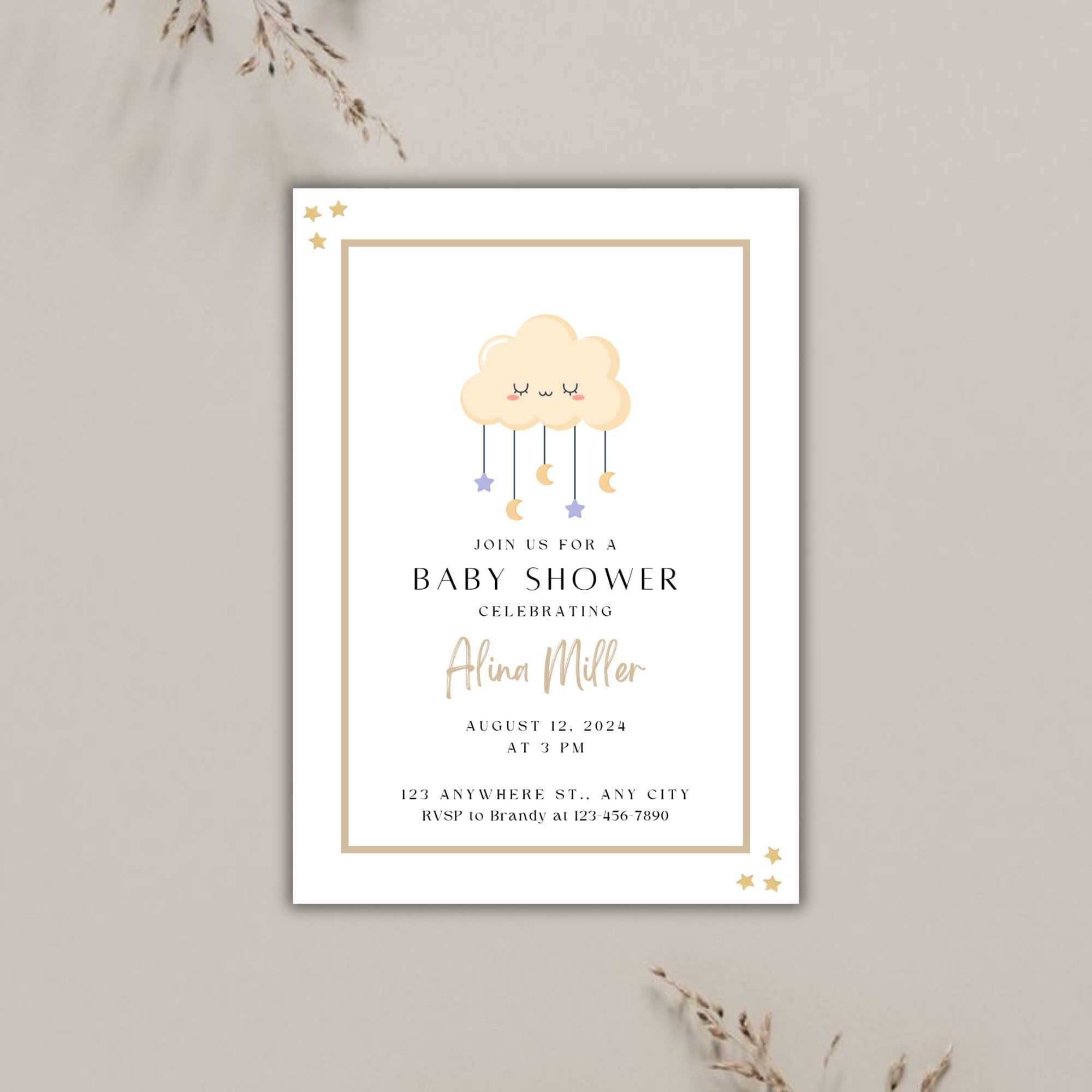 Cloud Theme Baby Shower Invitation - Etsy