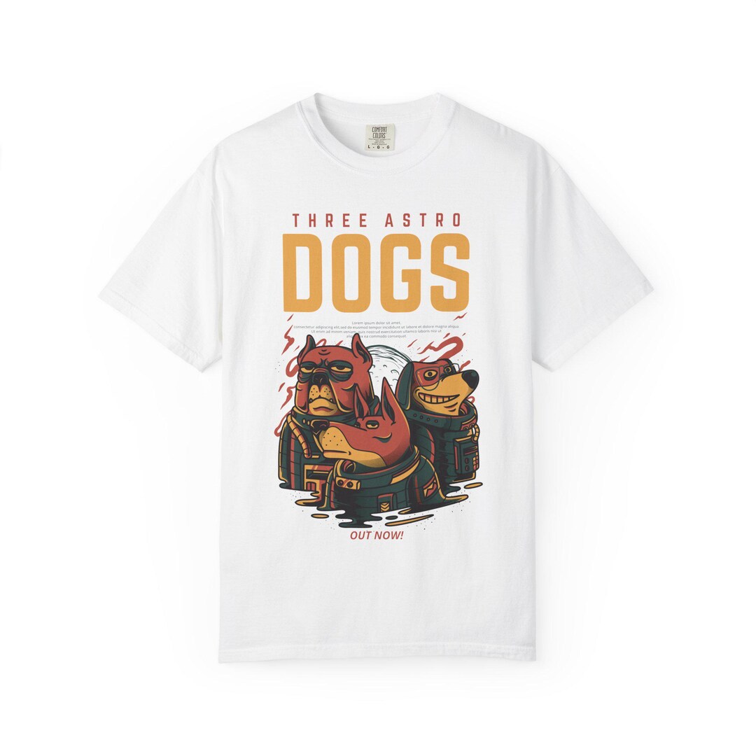 Three Astro Dogs Graphic T-shirt | Vintage Space Dog Illustration - Etsy