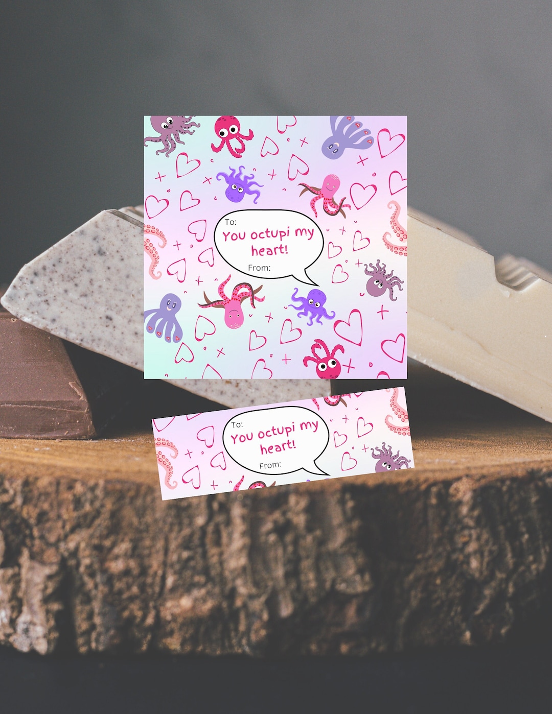 Printable Valentine Candy Bar Chocolate Bar Wrapper Cute Octopus ...