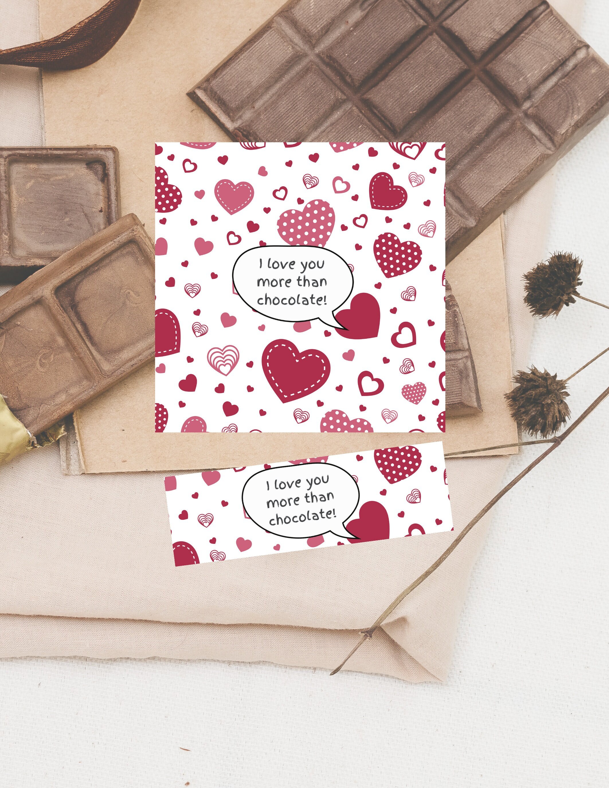 Printable Valentine Candy Bar Chocolate Bar Wrapper I Love You More ...