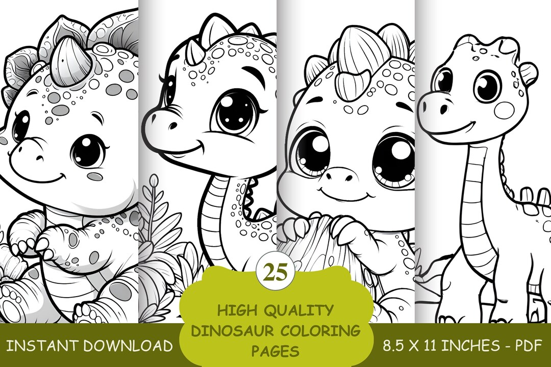 25 Easy Dinosaur Coloring Pages for Kids Toddlers Preschoolers Coloring ...