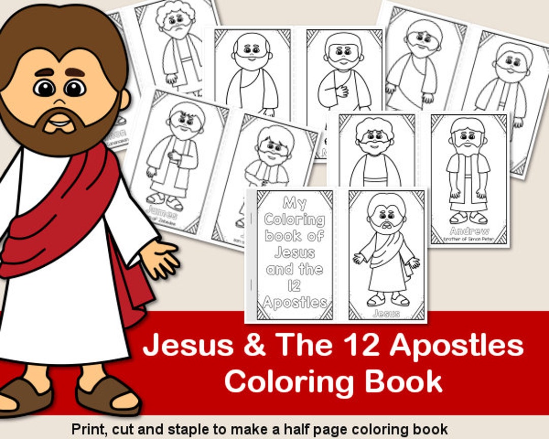 Jesus & the 12 Apostles Coloring Book - Etsy