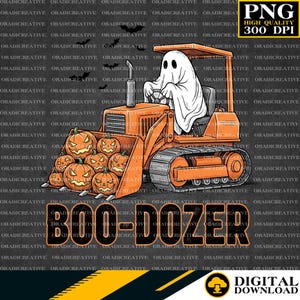 Boo-dozer Cute Ghost Halloween PNG, Spooky Construction Truck Clipart ...