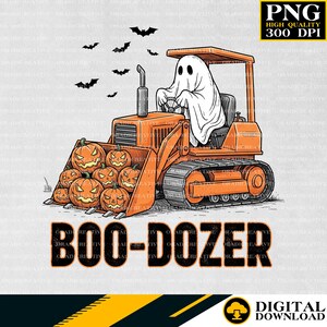 Boo-dozer Cute Ghost Halloween PNG, Spooky Construction Truck Clipart ...