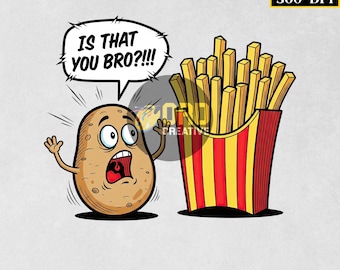 Funny French Fries Lover Potato Clipart, Cute Kawaii Snack Food Humor ...