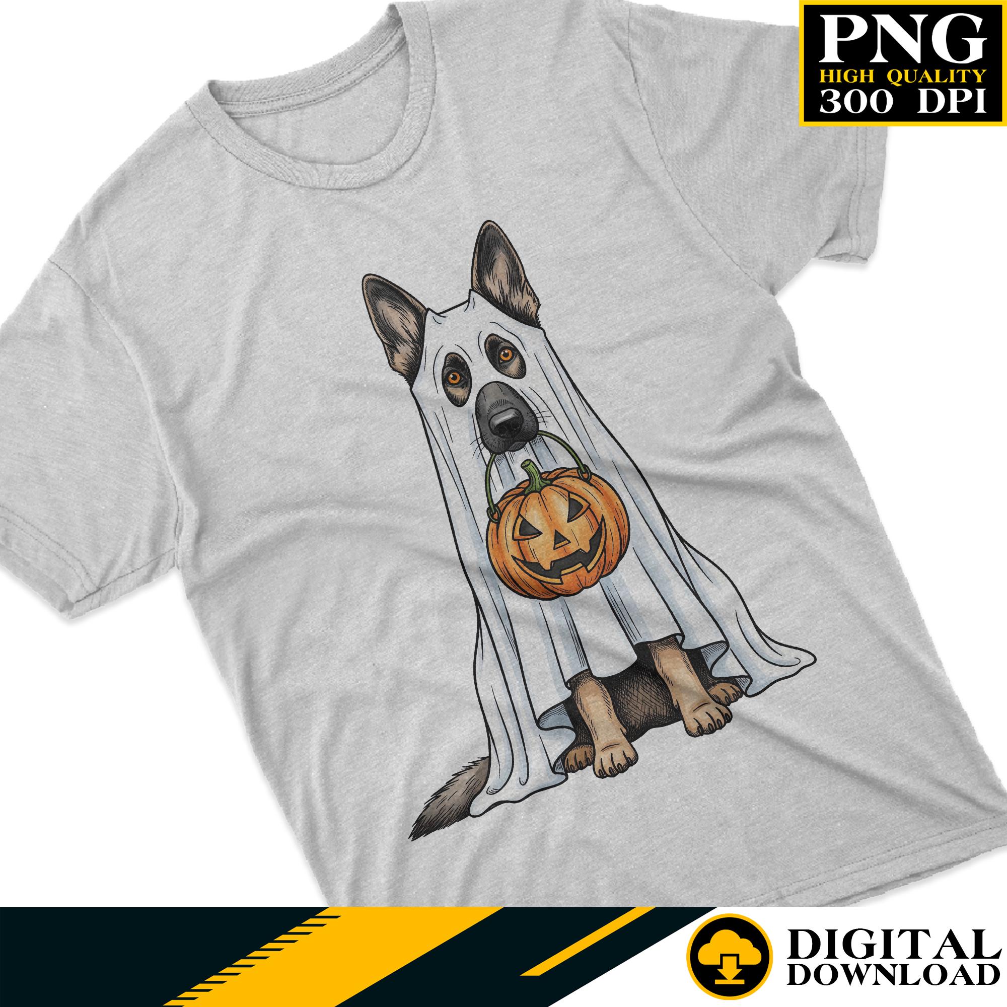 German Shepherd Ghost Clipart: Halloween Pumpkin Dog PNG (digital ...