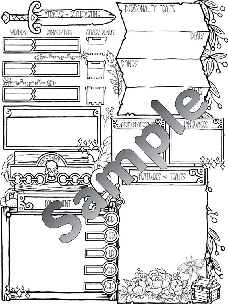 Dandd 5e Character Sheet Set 1 Etsy