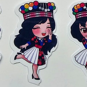 Hmong Stickers Cute Chibi Style Character Sets 5 Stickers per Set - Etsy