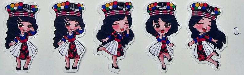 Hmong Stickers - Cute Chibi Style Character Sets (5 Stickers per Set ...