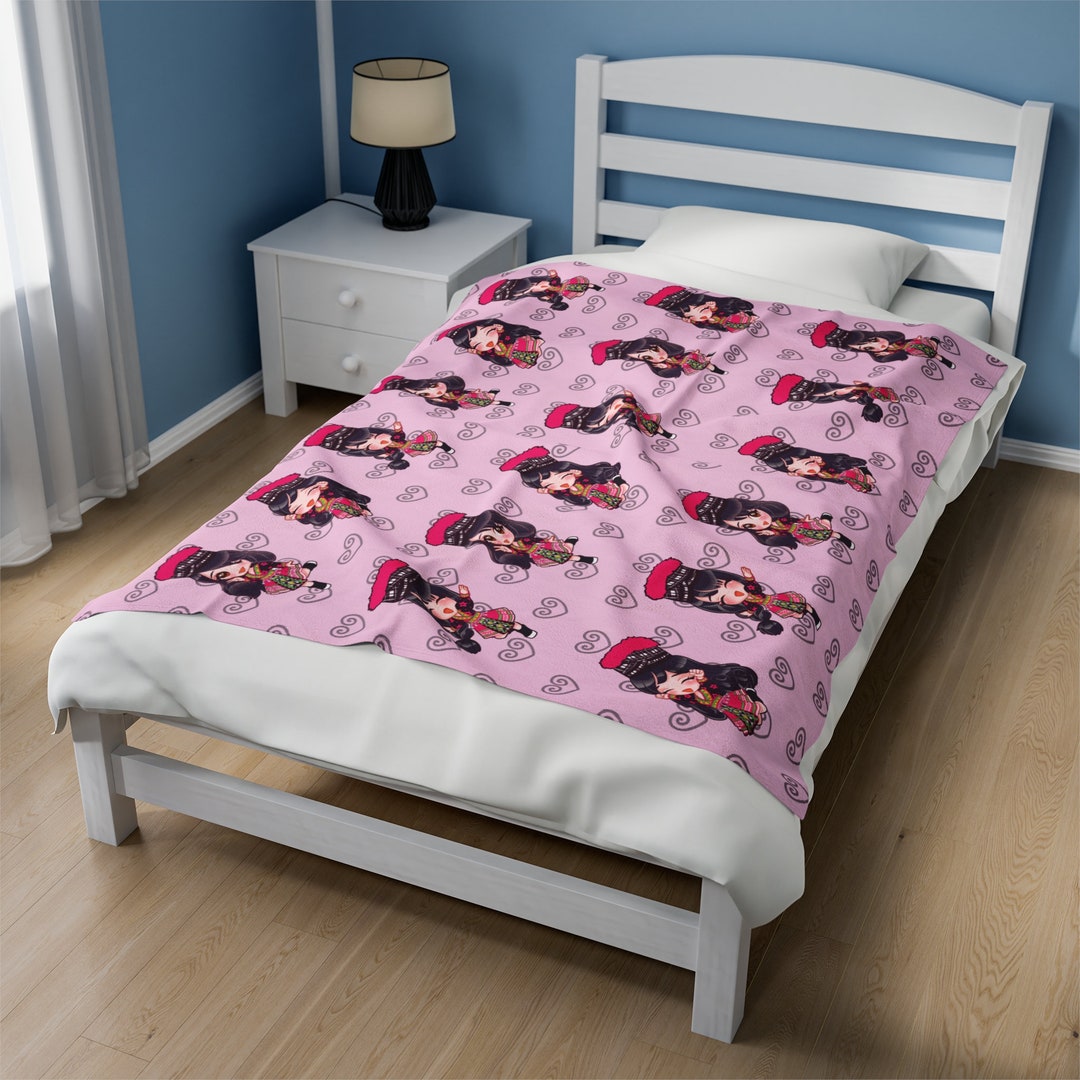 Soft Plush Blanket, Chibi Hmong Girl With Hmong Design Blanket, Perfect ...