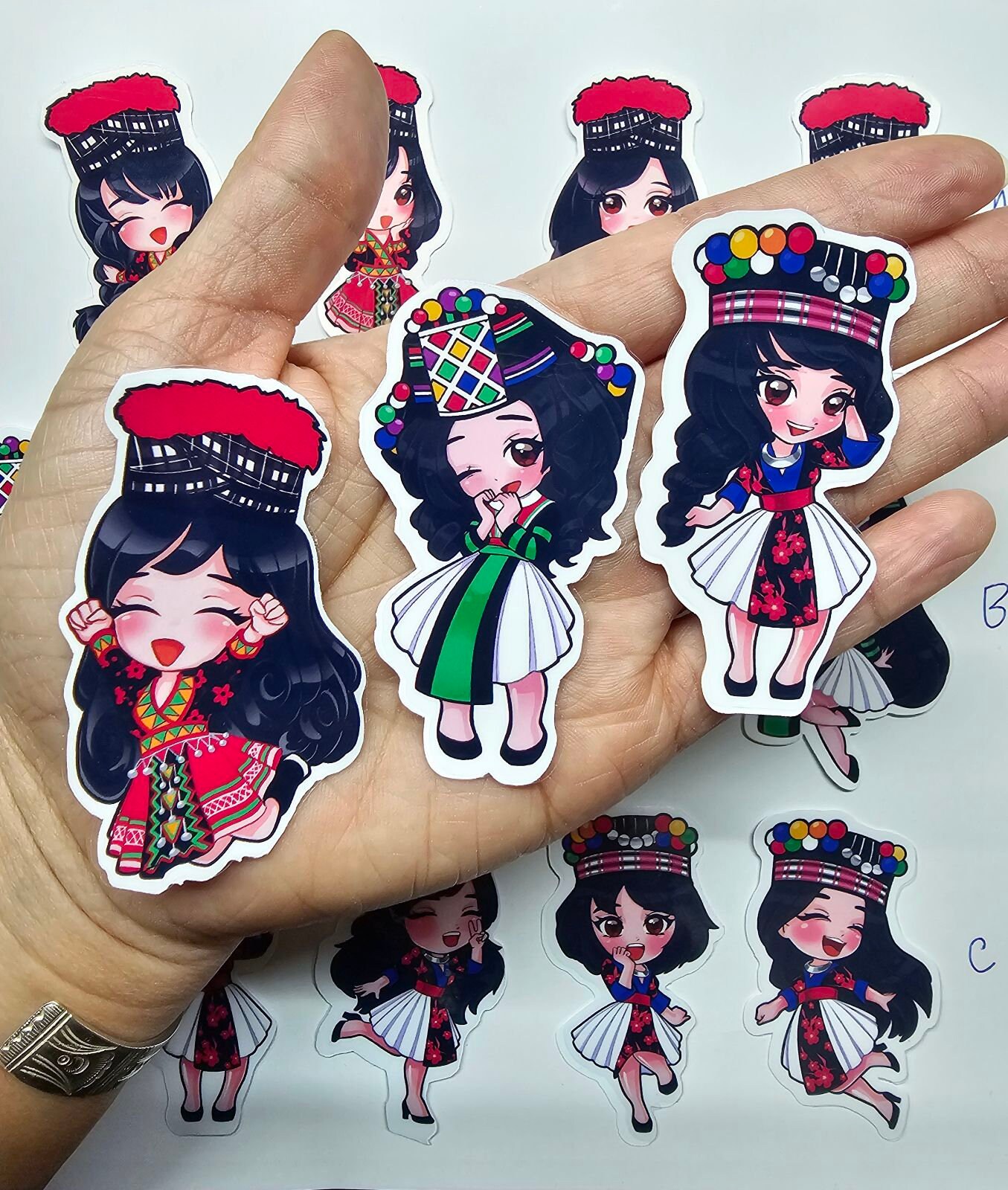 Hmong Stickers - Cute Chibi Style Character Sets (5 Stickers per Set ...