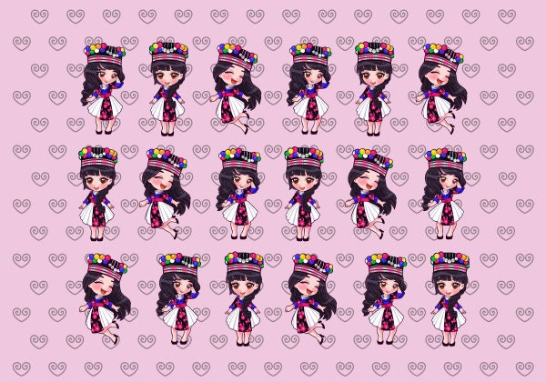 Hmong Chibi Character With Hmong Design Flannel Fleece Blanket 51x58 ...