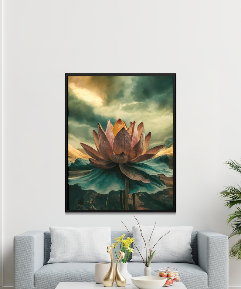 Lotus Flower Digital Art, Downloadable Wall Art, Fantasy Nature Wall ...