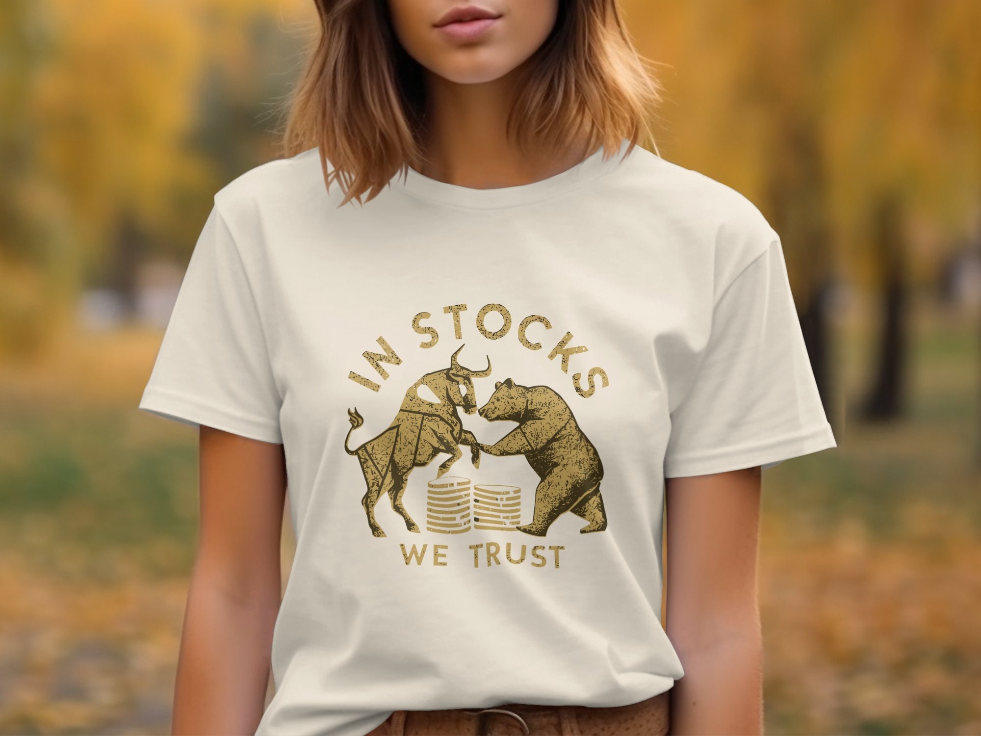 Vintage Stock Market T-shirt, Bull and Bear in Stocks We Trust ...