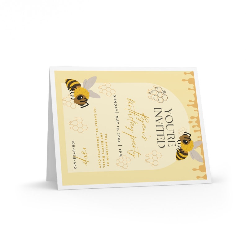 Digital Birthday Bee Party Invitation Digital Template Mobile ...