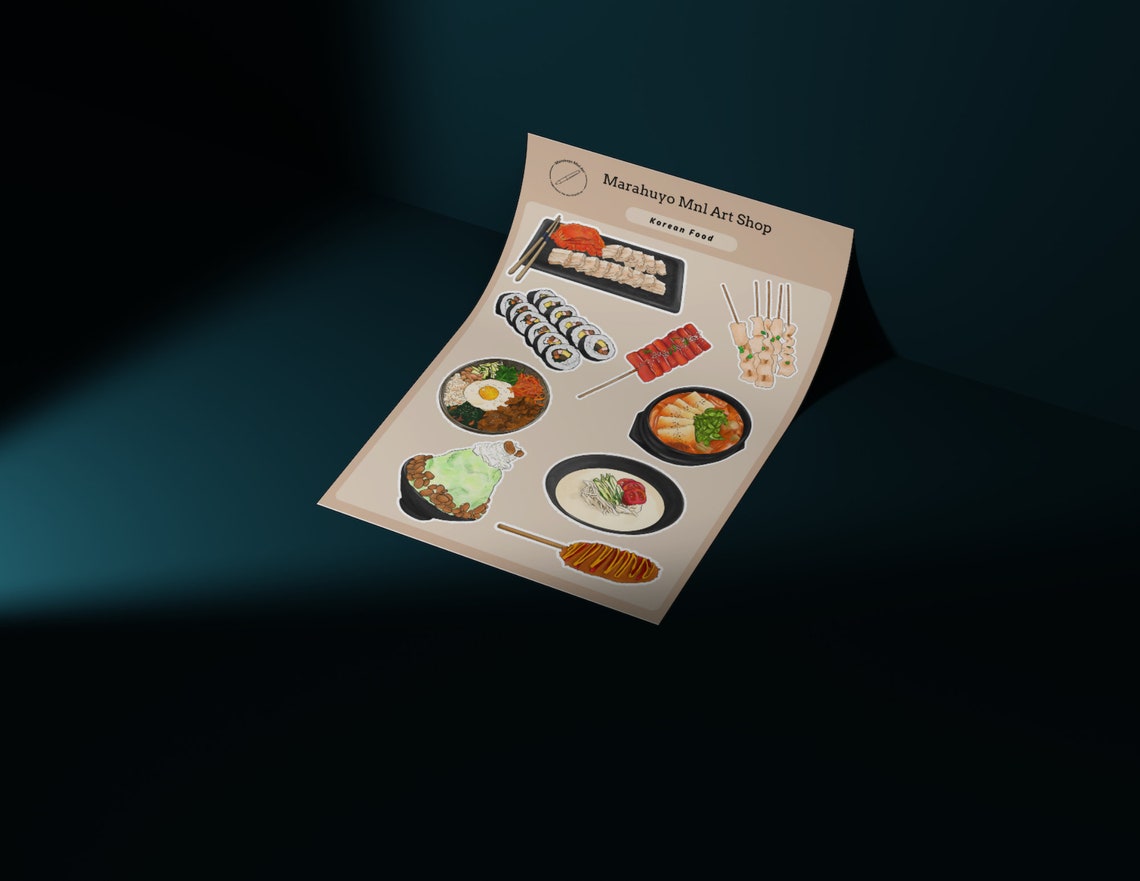 Printable Korean Food Sticker With Fishcake Bingsu Bibimbap Kimbap ...