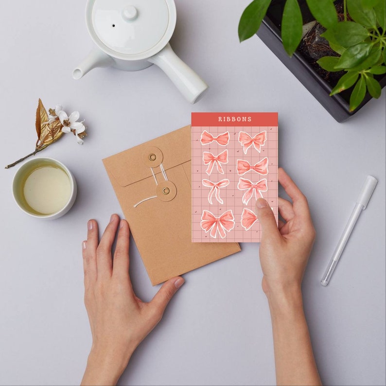 Pink Ribbons Stickers Pack Vibrant Adhesive Perfect for Scrapbooking ...