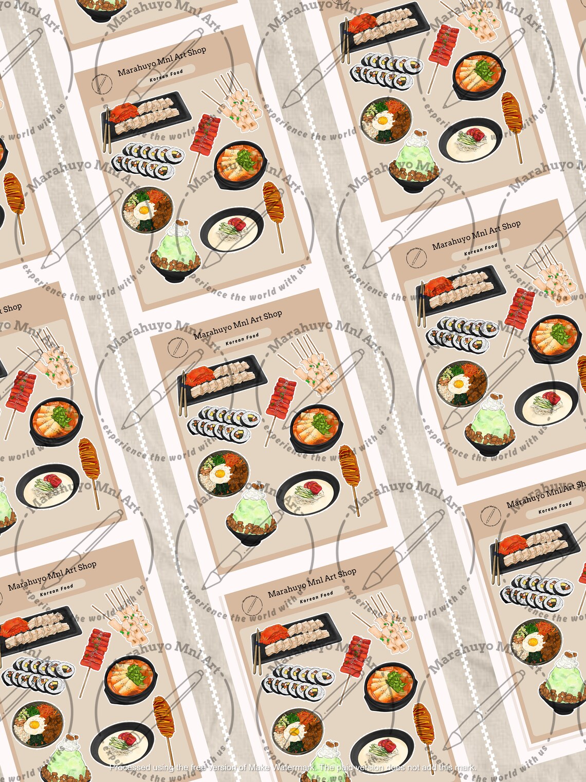Printable Korean Food Sticker With Fishcake Bingsu Bibimbap Kimbap ...