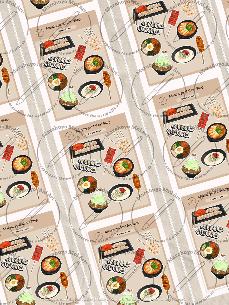 Printable Korean Food Sticker With Fishcake Bingsu Bibimbap Kimbap ...