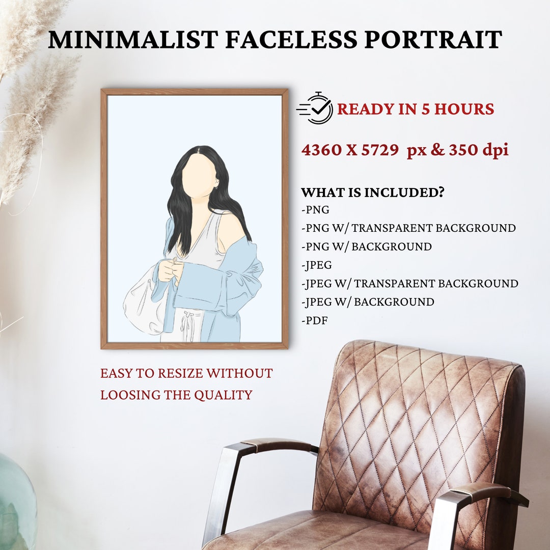 Personalised Printable Minimalist Digital Faceless Portraits for Your ...