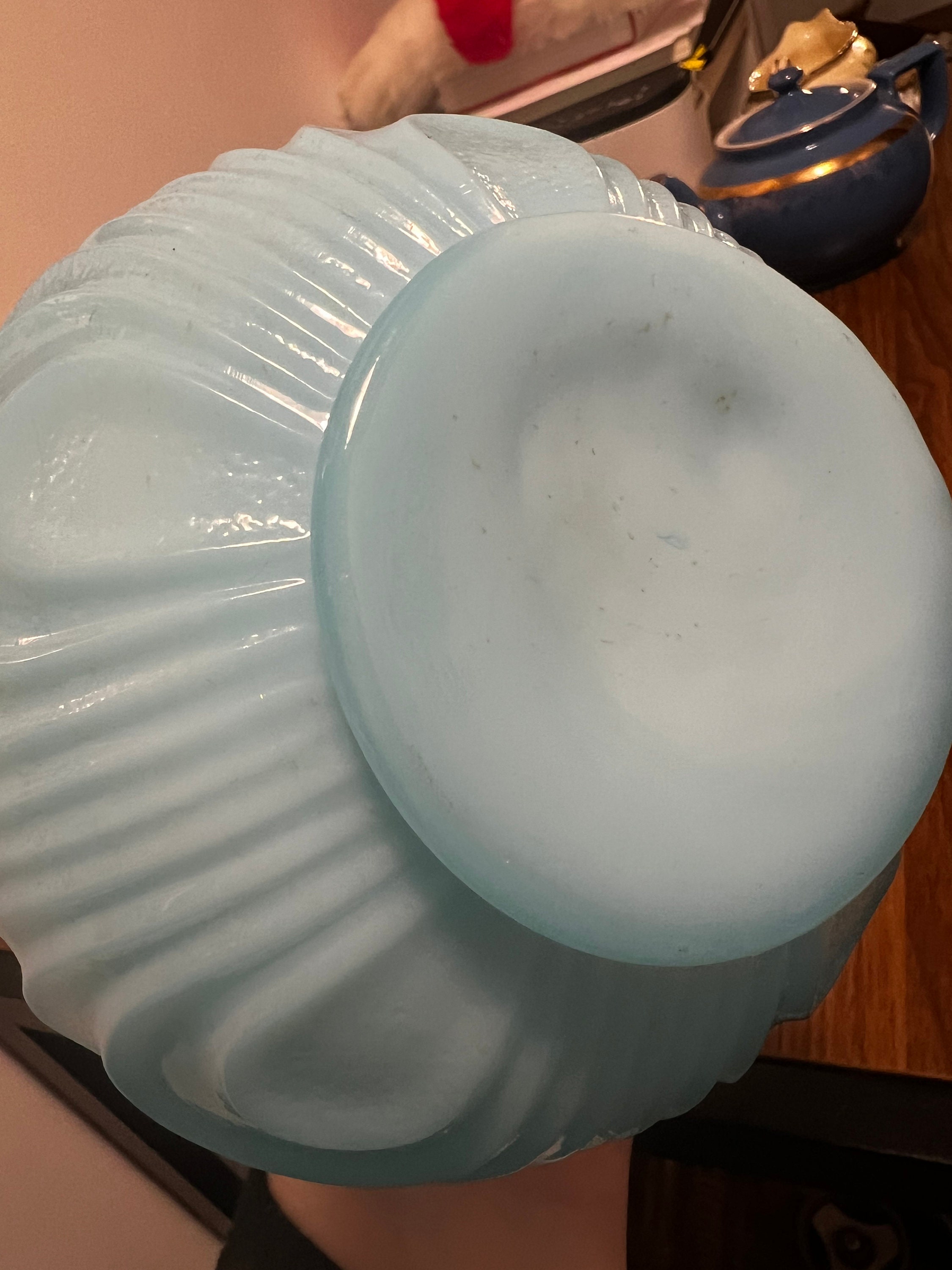 Fenton Blue Custard Glass Vase Hand Blown - Etsy