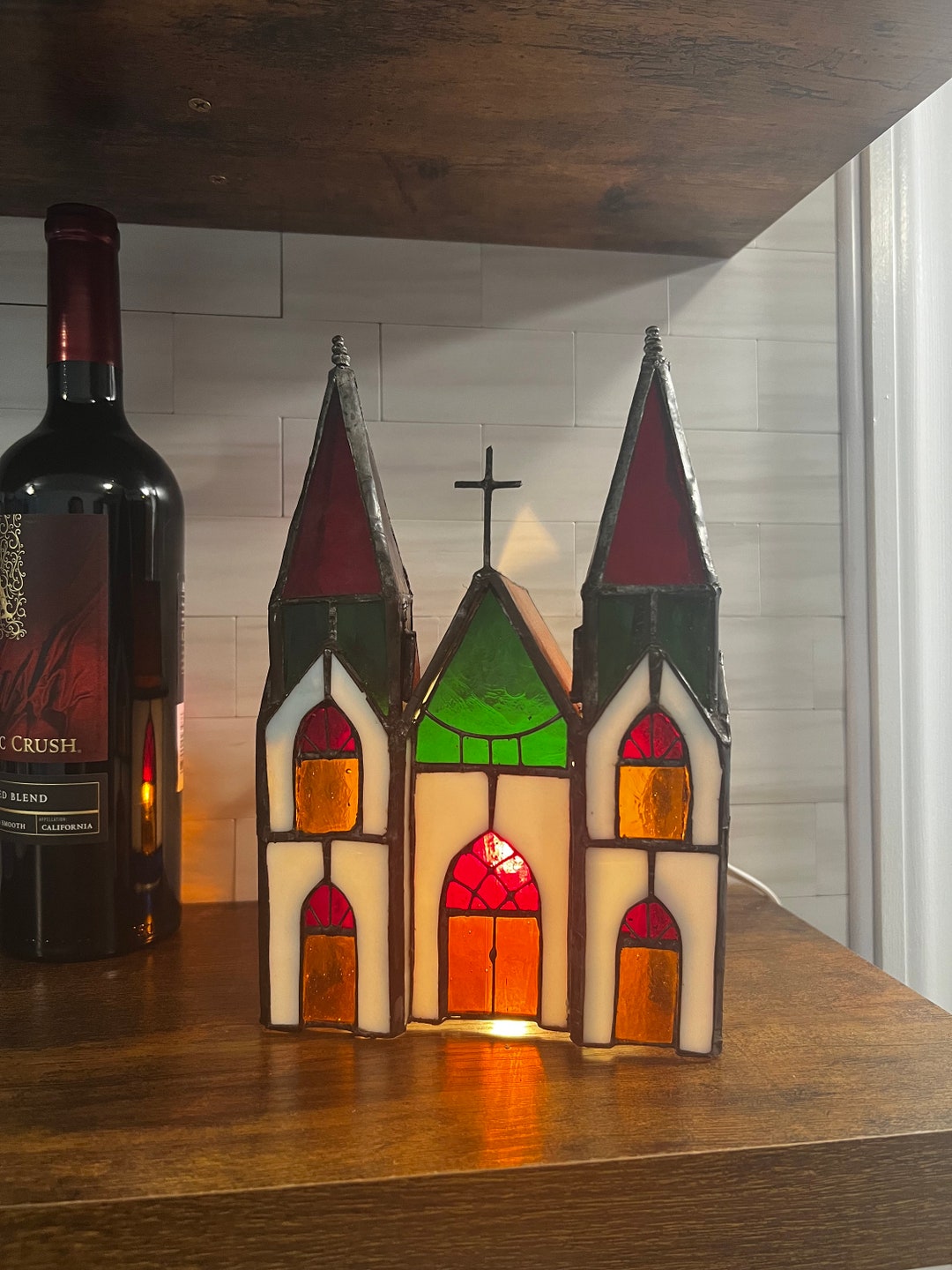 Tiffany-style Stained Glass Church Lamp - Etsy