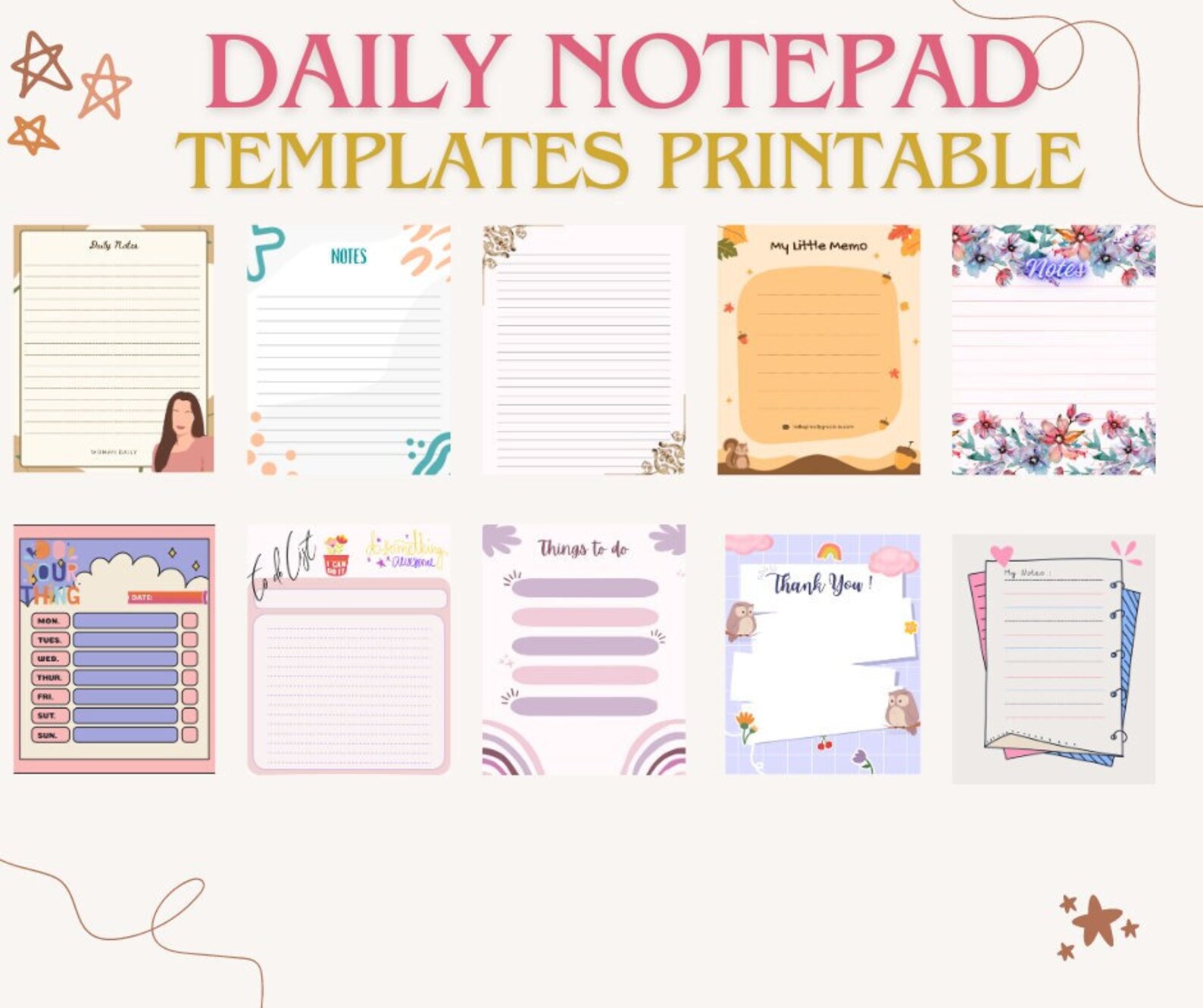 Printable Notepads Template - Etsy