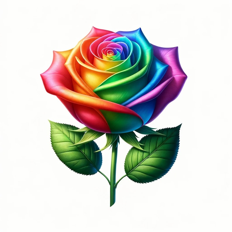Rainbow Roses, Digital File, Isolated Image. - Etsy