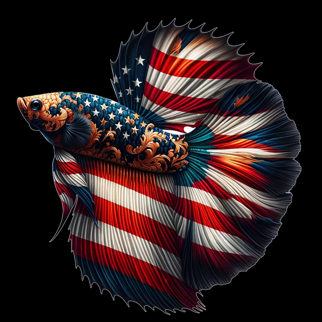 American Flag, Fighter Fish, Digital File, PNG - Etsy