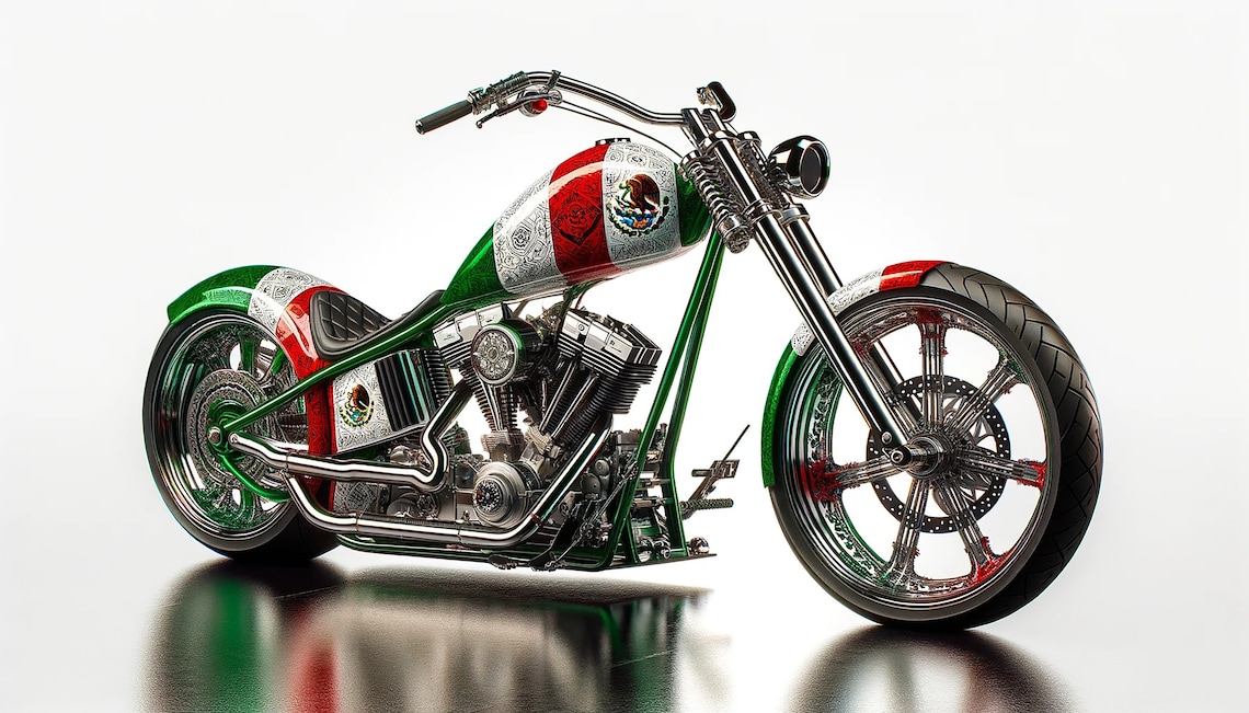 Mexican Flag-pattern Chopper Motorcycle, Digital File, Isolated Image ...
