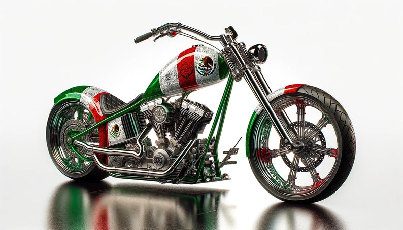 Mexican Flag-pattern Chopper Motorcycle, Digital File, Isolated Image ...